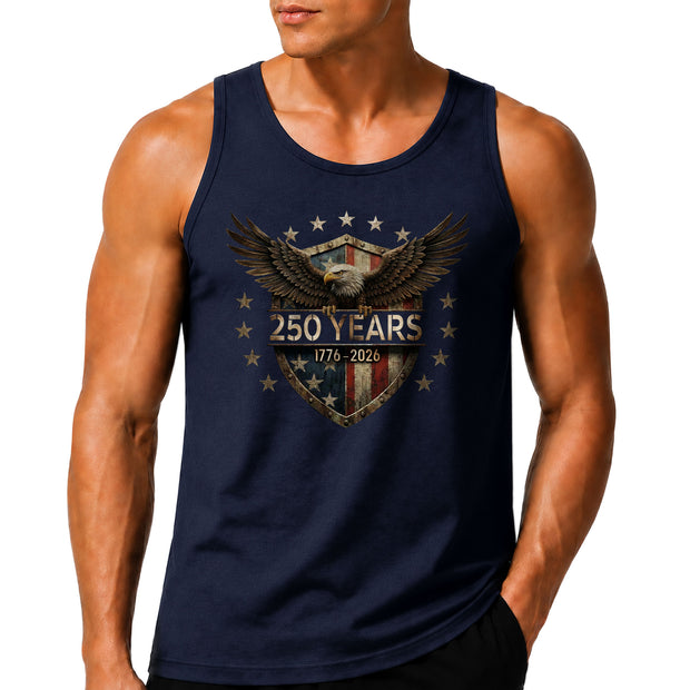Men Tank Top Patriotic Bald Eagle 1776-2026 250 Years American Flag Sh ...