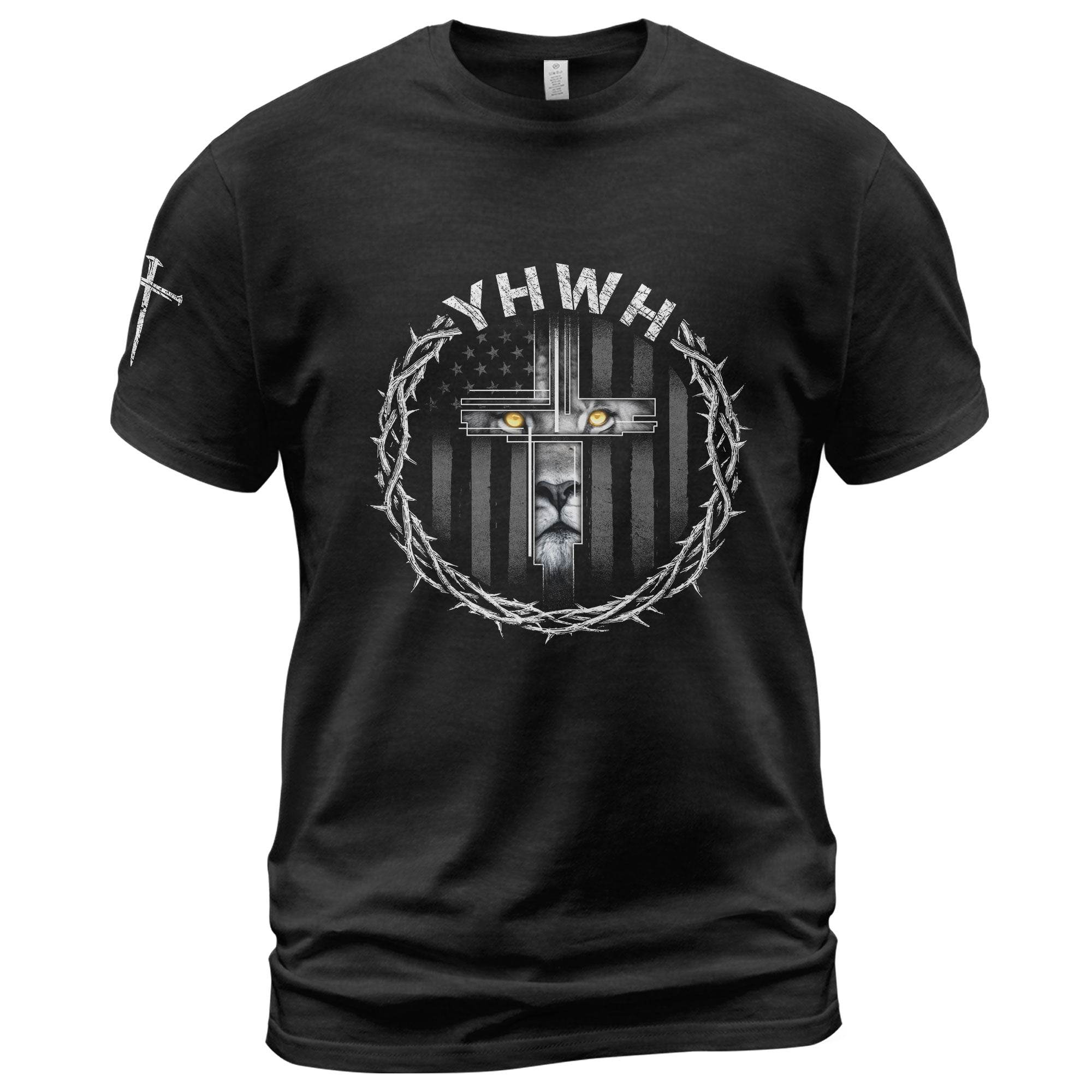 YHWH Lion Cross Crown of Thorns Christian T-Shirt – Rust Field Wear