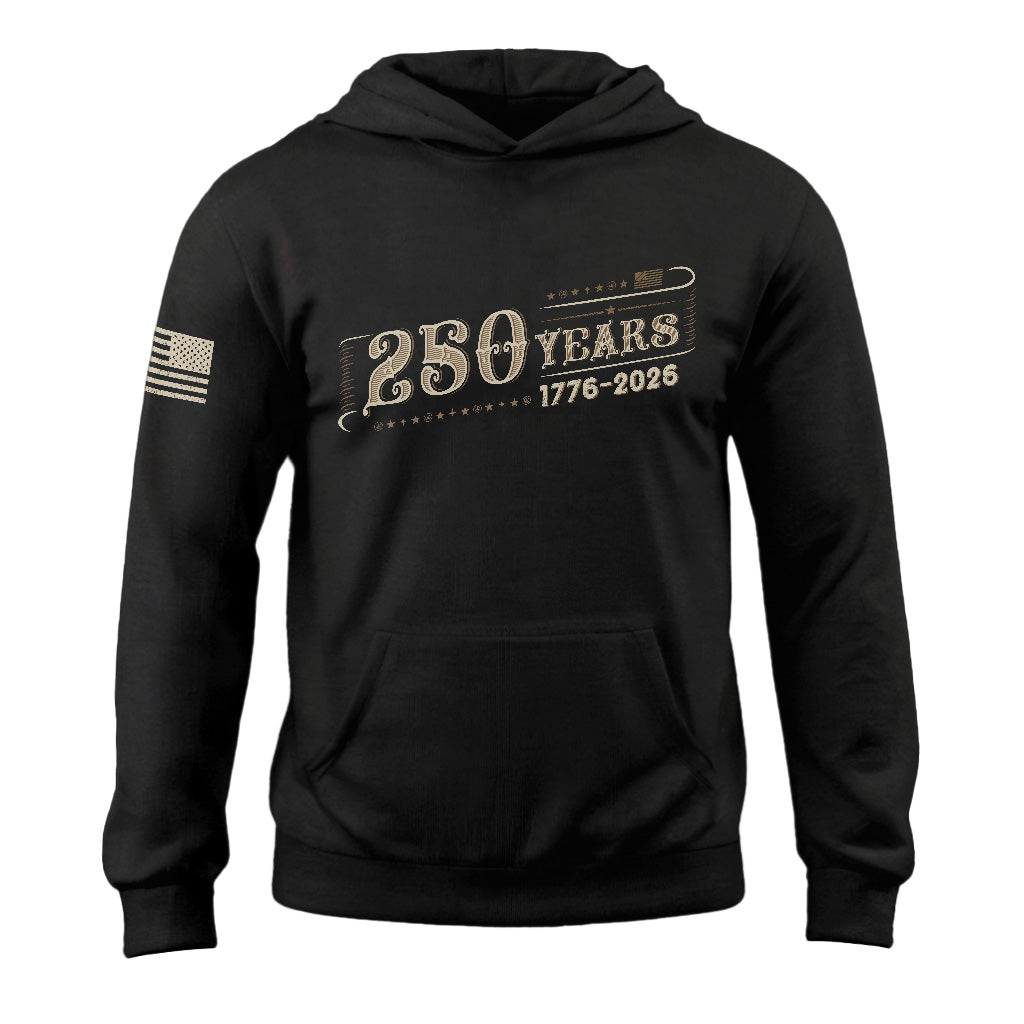 USA 250th Anniversary 250 Years Hoodie 1776-2026 Patriotic Western Sty ...